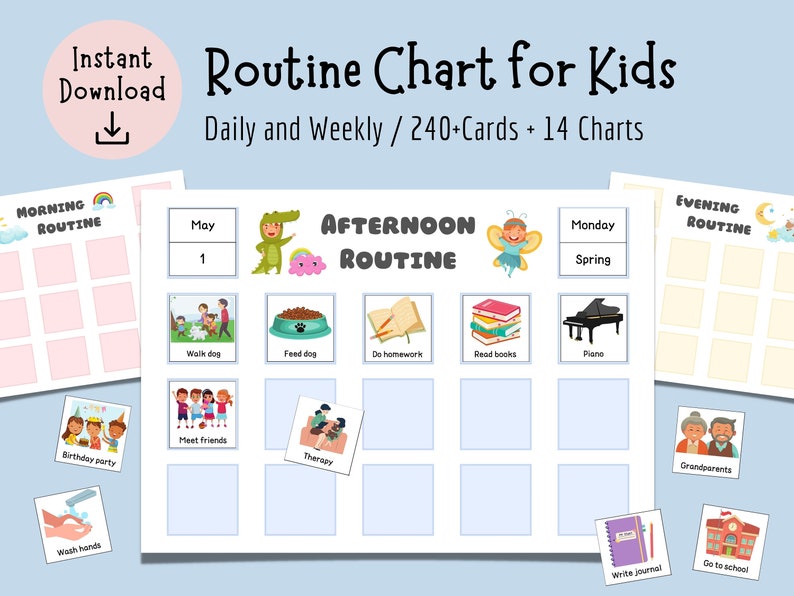 Routine Chart, Chore Charts, Responsibility Chore Card, Daily Routine ...
