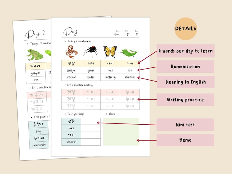 Learning Korean Vocabulary, Korean Worksheet Download, Korean Learn ...