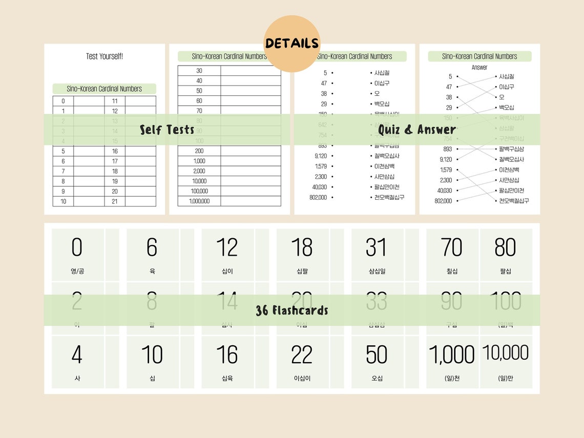 Korean Number Learning Set Korean Worksheets Hangul - Etsy
