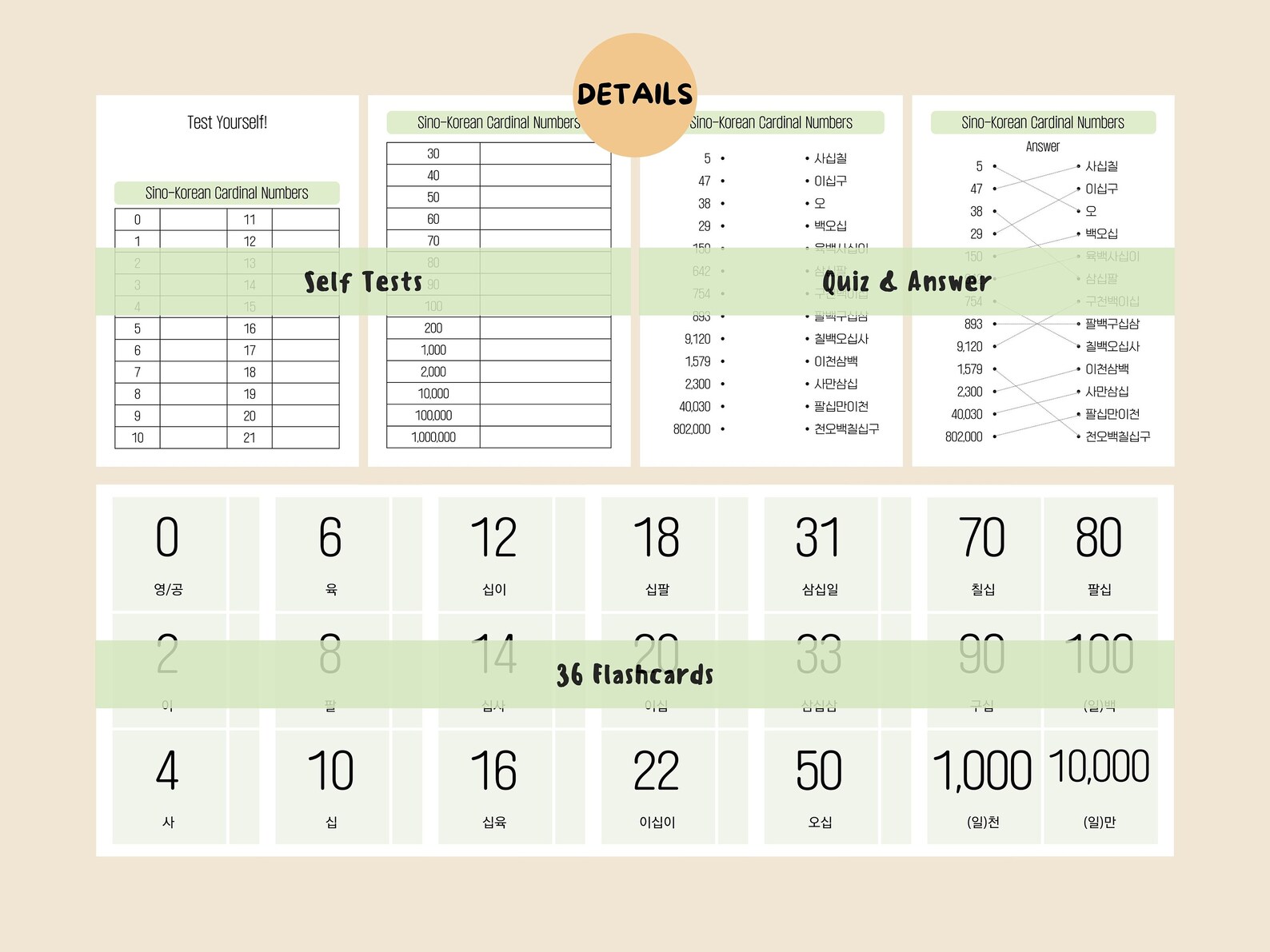Korean Number Learning Set Korean Worksheets Hangul - Etsy