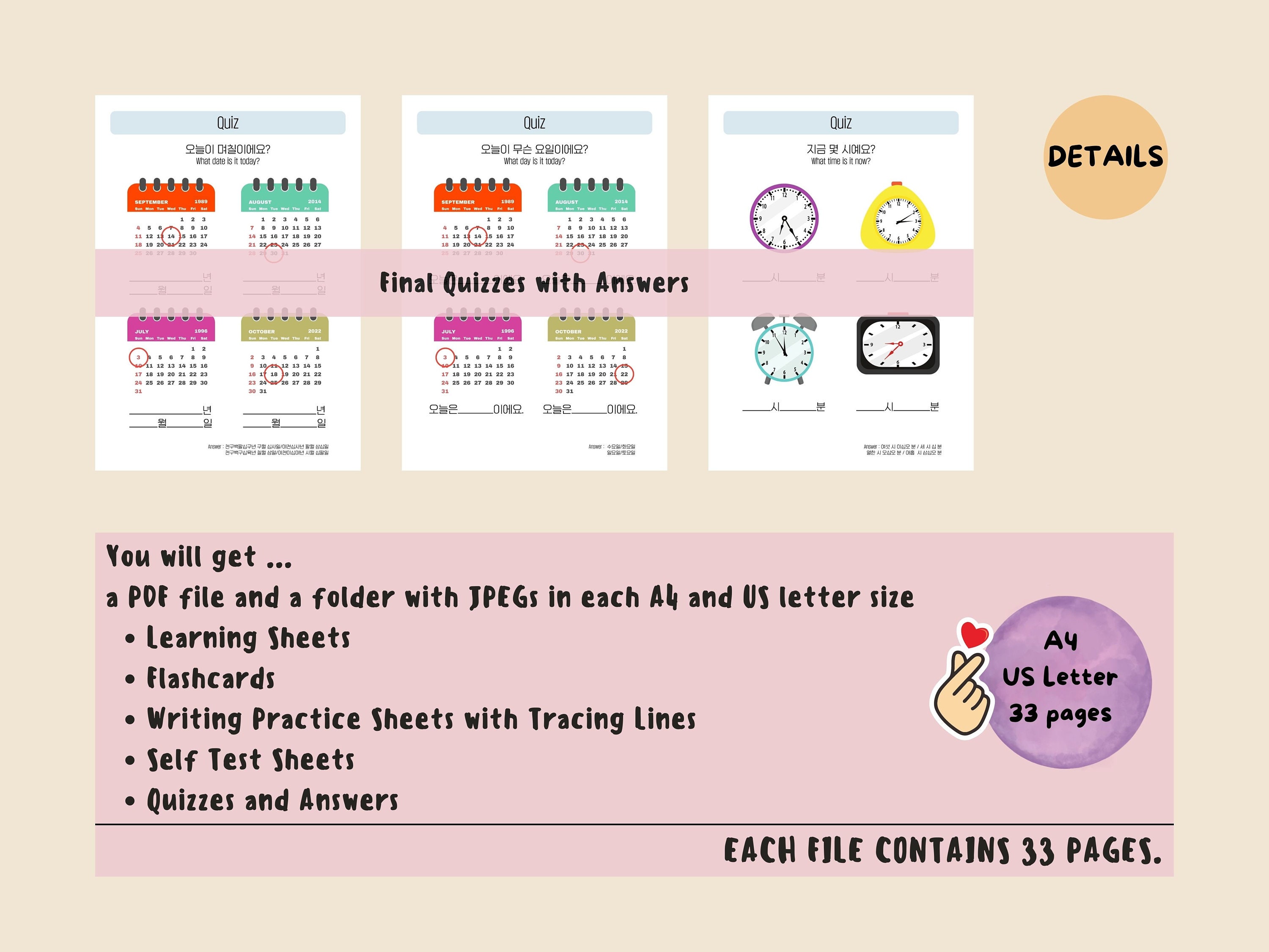 Basic Korean Grammar Korean Learning Season Day Date Time - Etsy