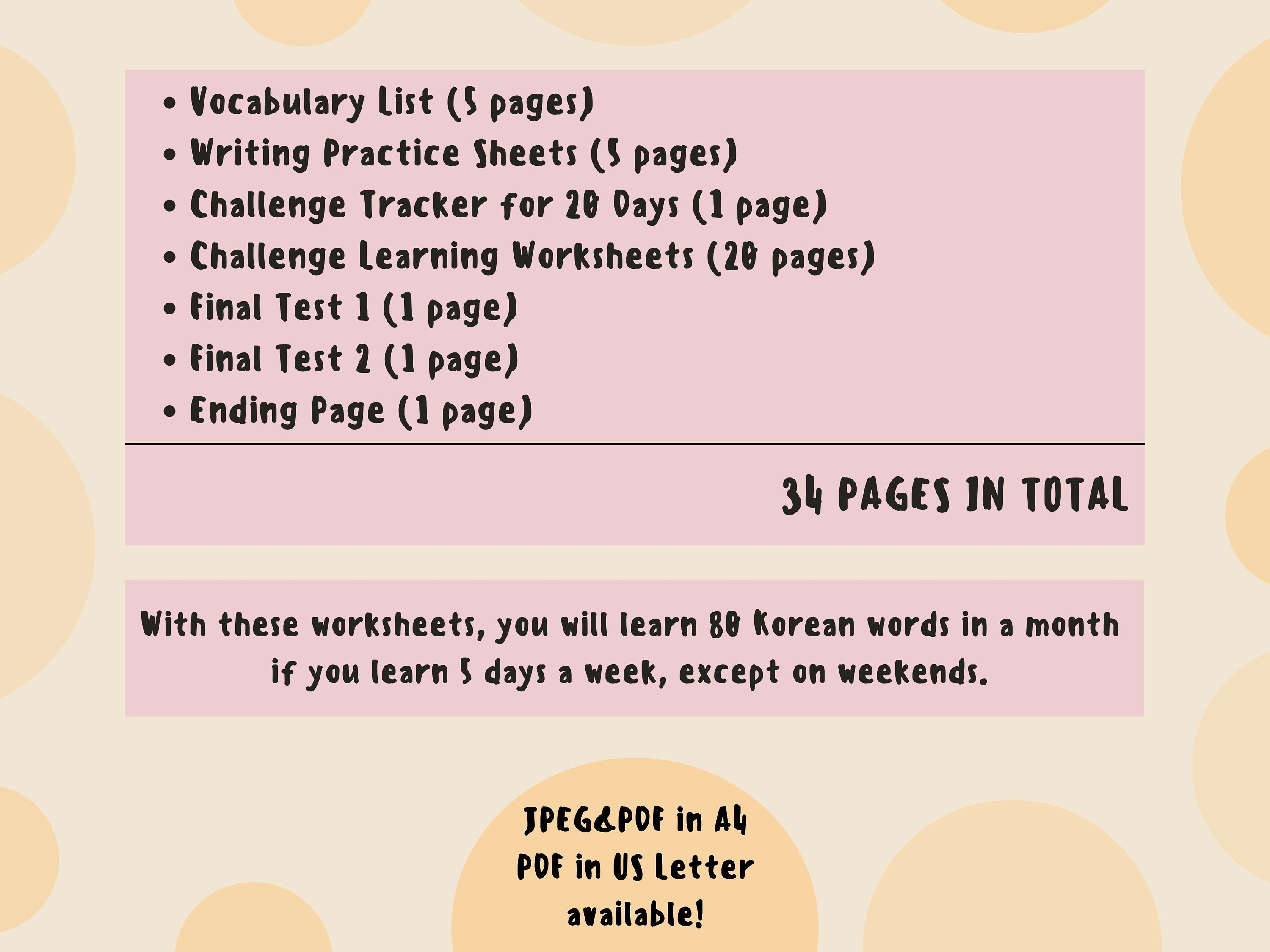 Learning Korean Vocabulary Worksheet Human Body Parts Korean - Etsy