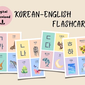 Korean English Flashcard, Korean Vocabulary Flashcards, Hangul/hangeul ...