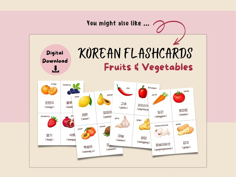 Printable Korean English Flashcards With Household Objects, Learning ...