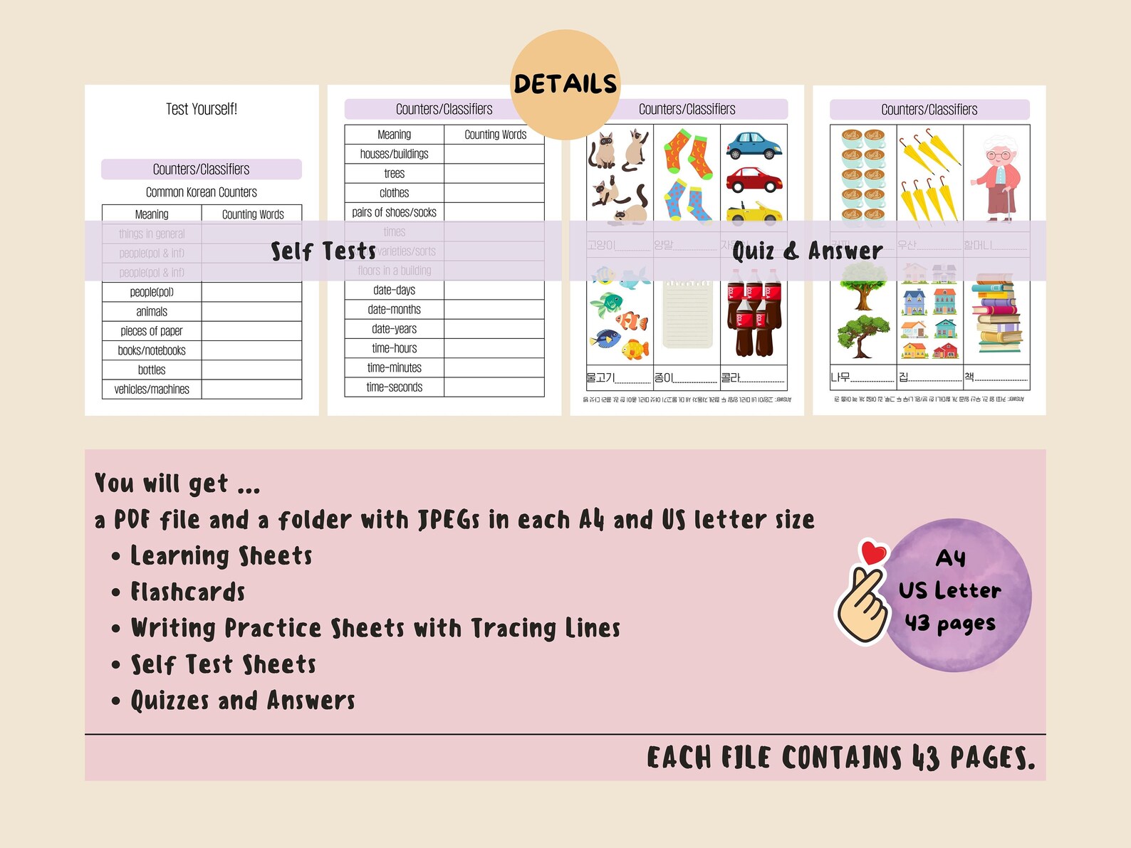 Korean Number Learning Set Korean Worksheets Hangul - Etsy