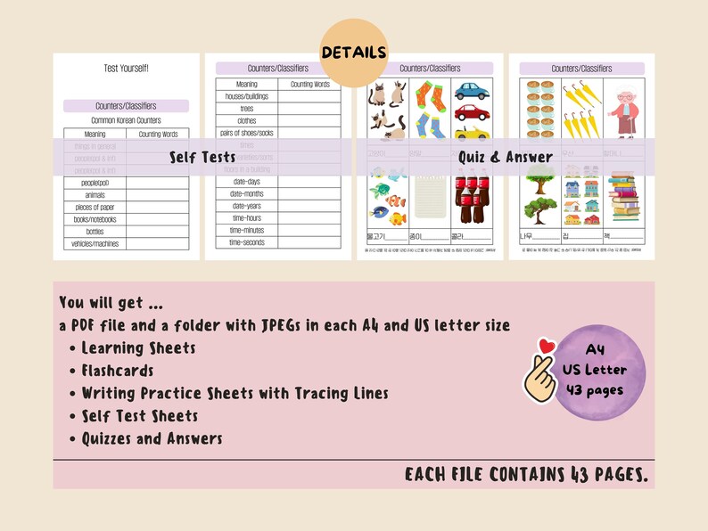 Korean Number Learning Set Korean Worksheets Hangul - Etsy