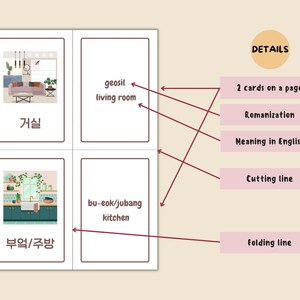 Printable Korean English Flashcards With Household Objects - Etsy