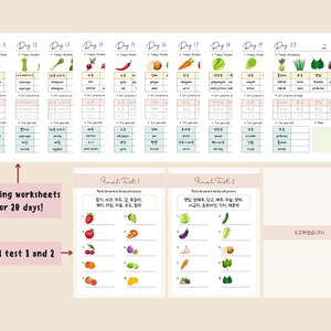 Learning Korean Vocabulary Worksheet, Korean Learn Challenge, Basic ...