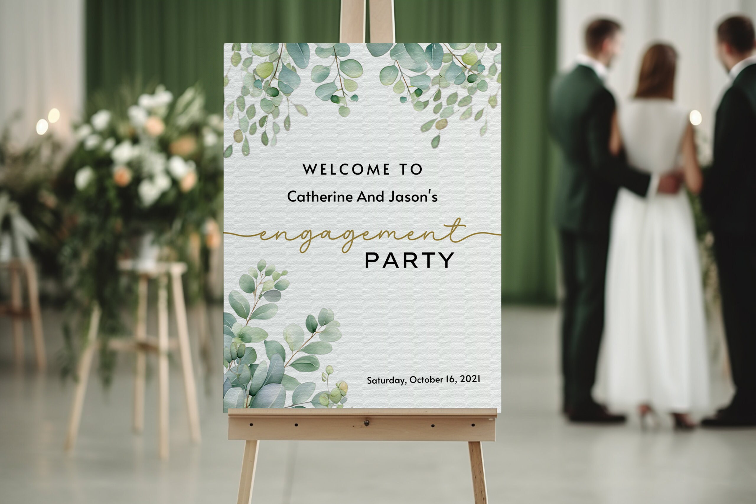 Elegant Engagement Party Sign Printable Poster for Party - Etsy