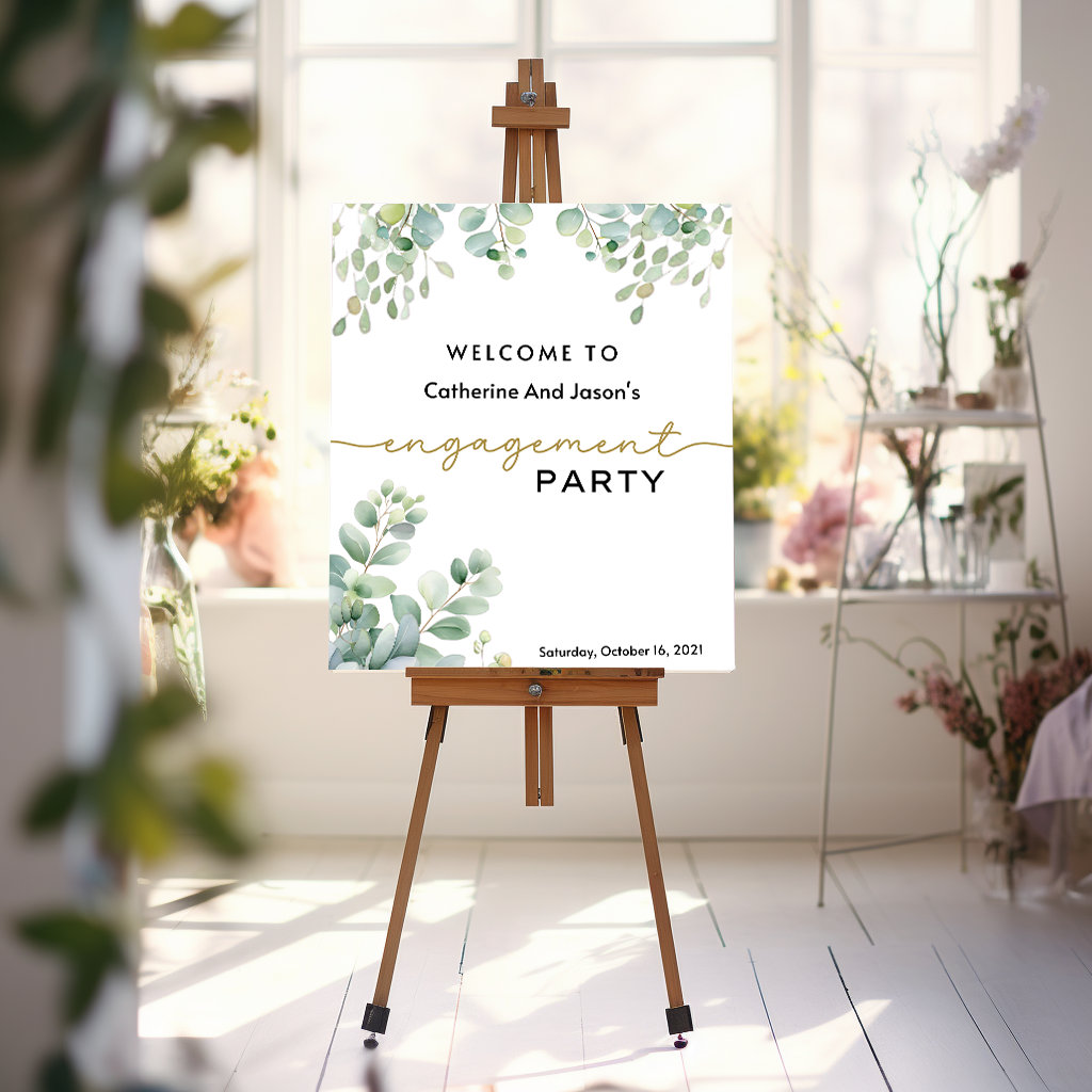 Elegant Engagement Party Sign - Printable Poster for Party ...