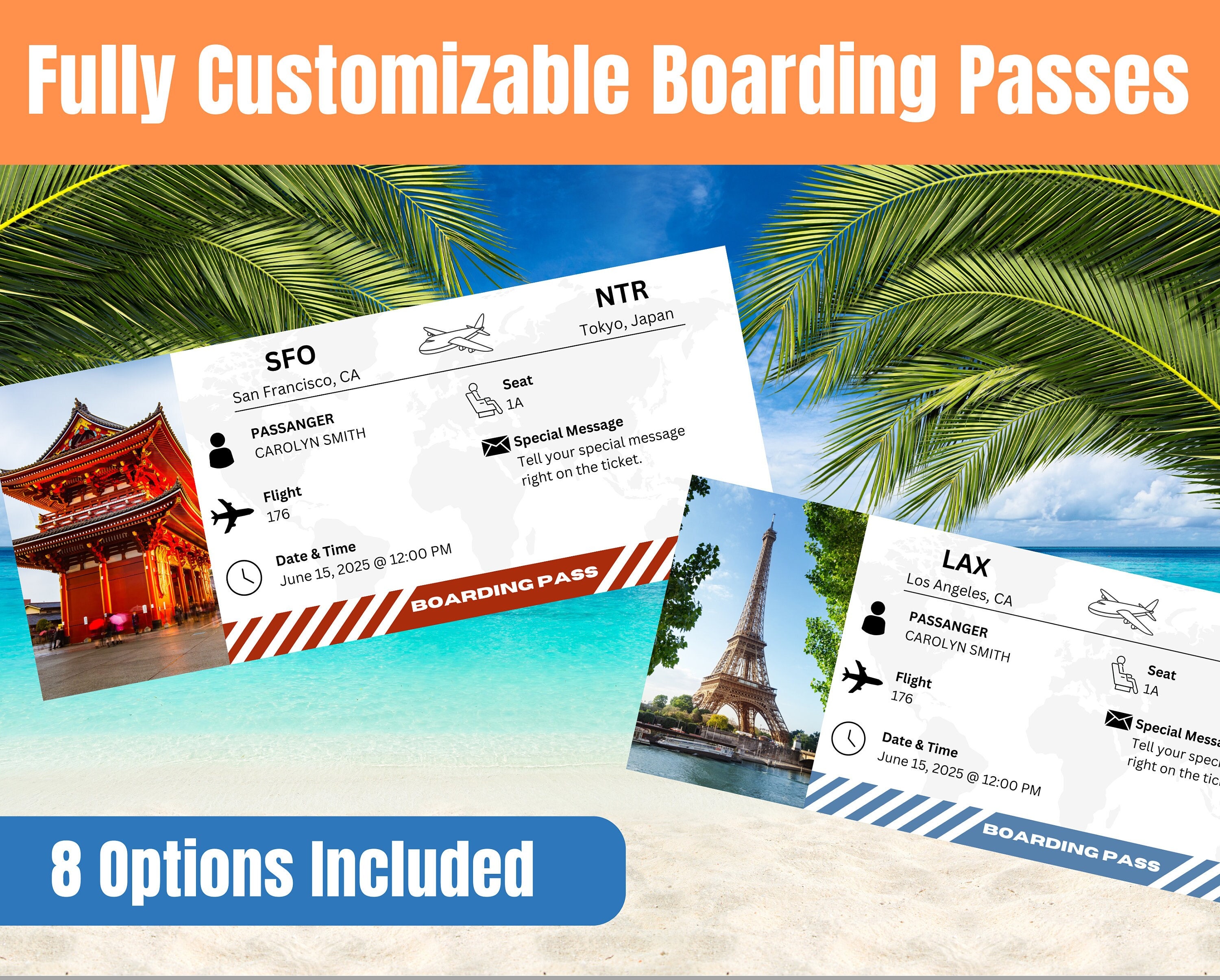 Customizable Airline Boarding Pass Template - Printable Surprise Trip ...