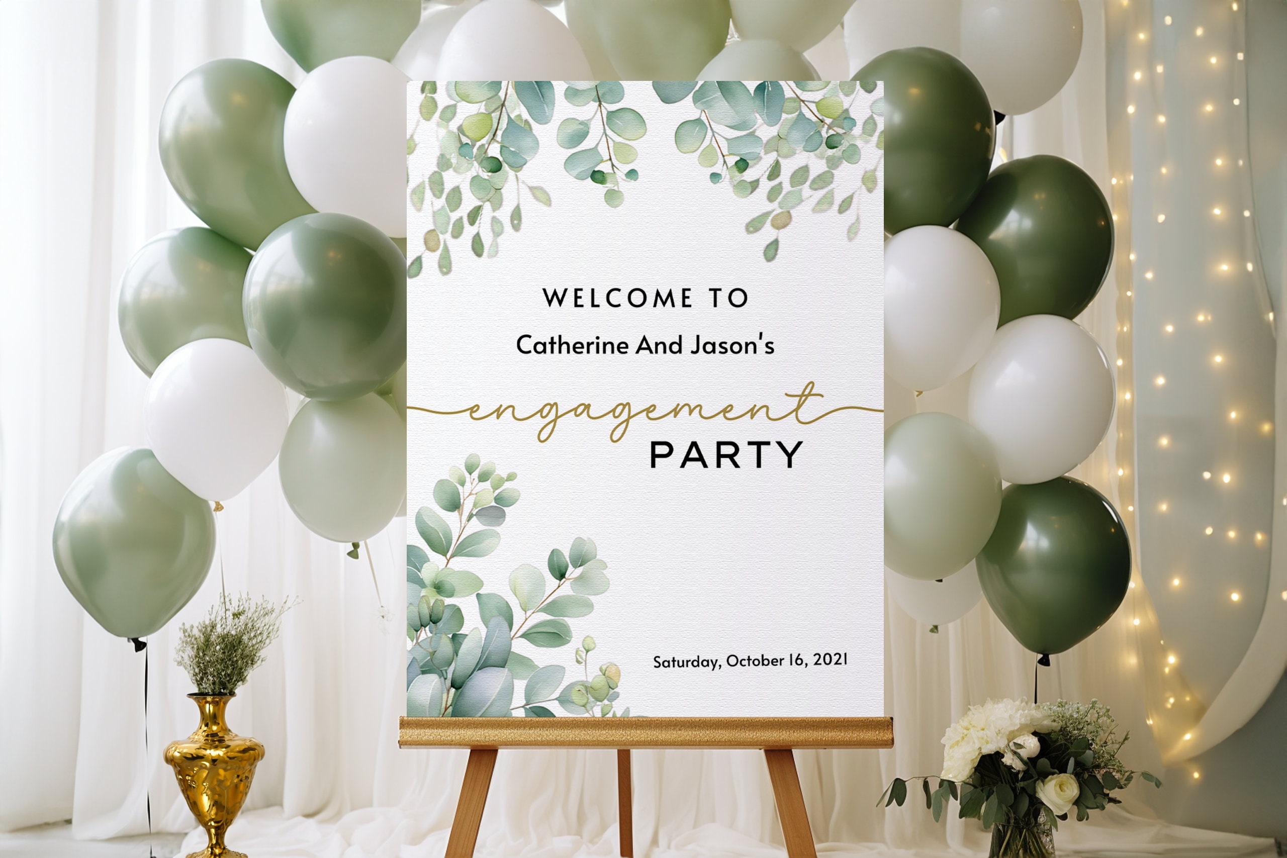 Elegant Engagement Party Sign Printable Poster for Party - Etsy