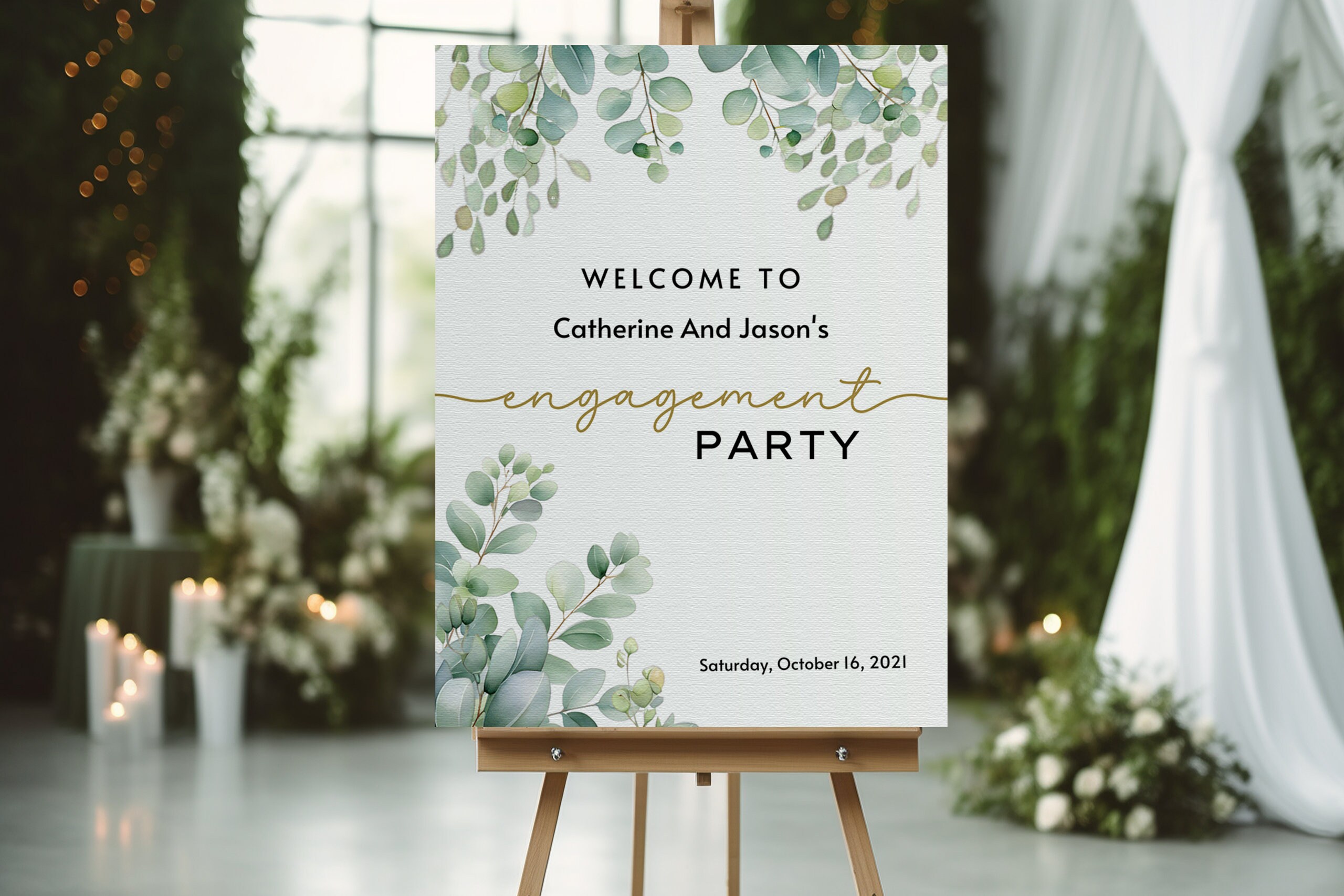 Elegant Engagement Party Sign Printable Poster for Party - Etsy