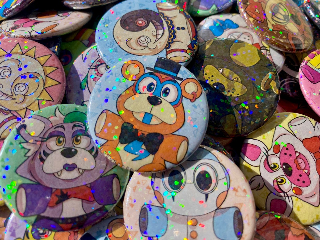 1.5 Holographic FNAF Security Breach & Ruin DLC Character Plushie Pin ...