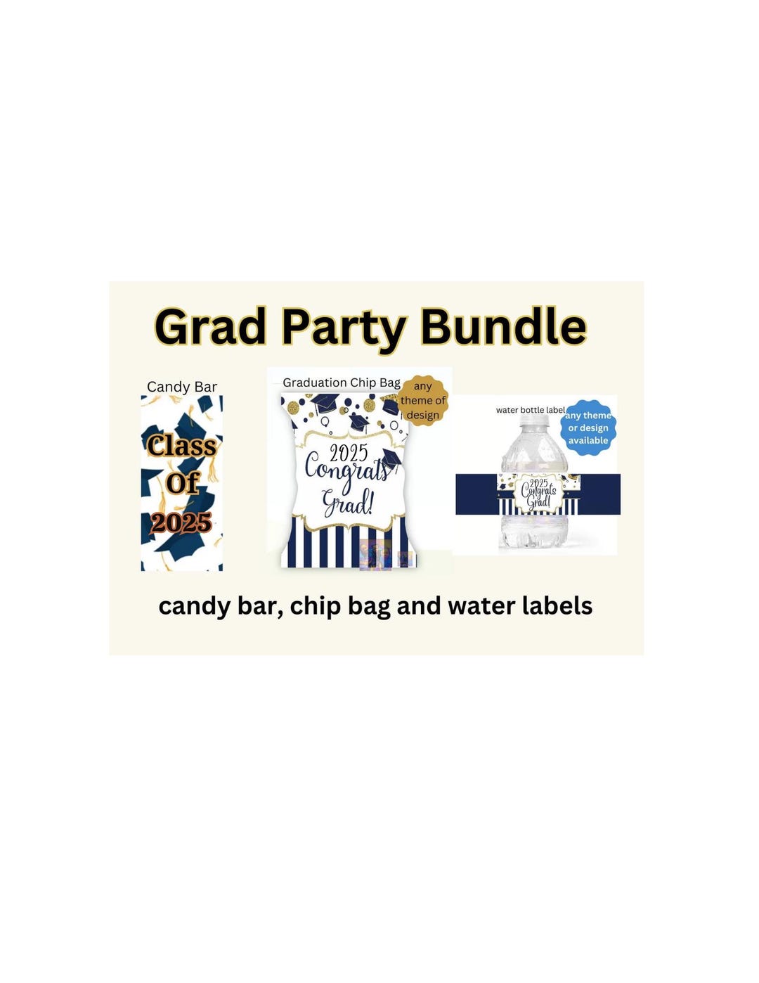 Grad Chip Bag, Candy, Water Label Bundle, Graduation Party Favor, Grad ...