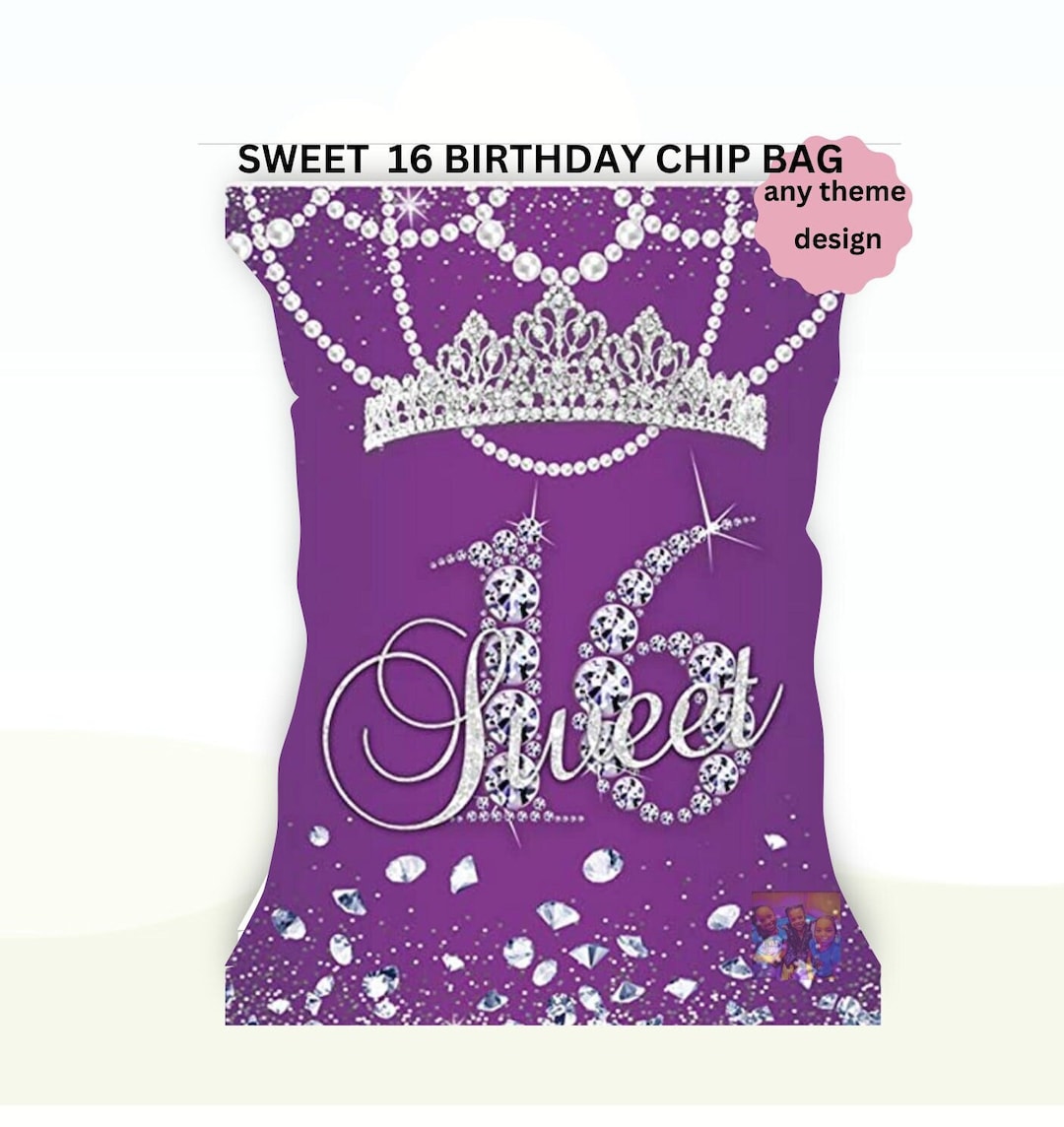 Sweet 16 Birthday Chip Bag Wrap | Sweet Sixteen Bag | Chip Bag Design ...