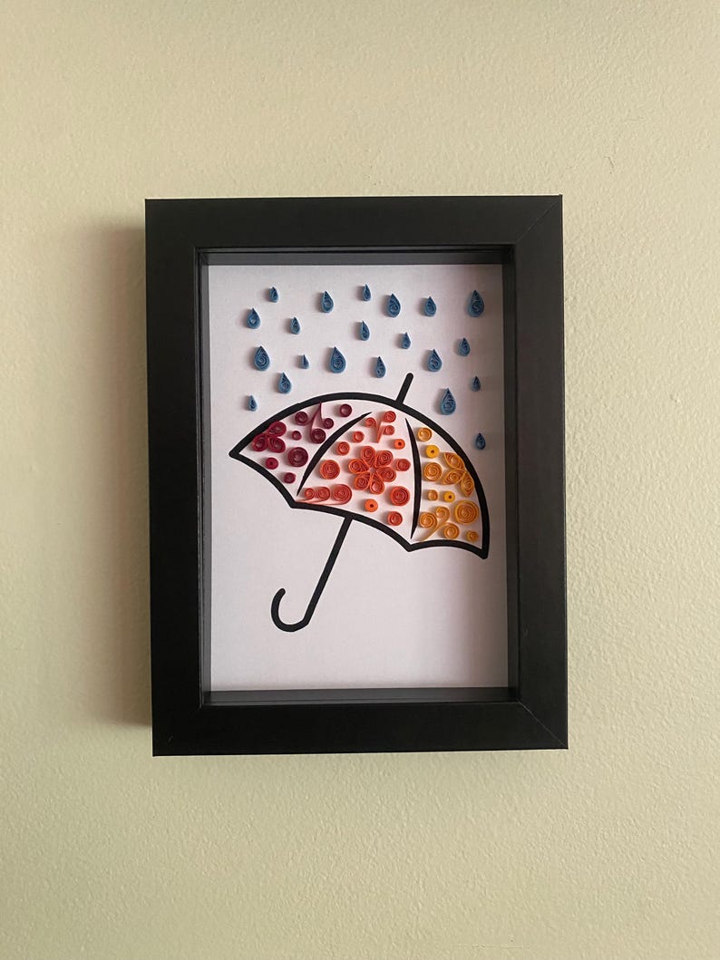 Rainy Quilled Umbrella - Etsy