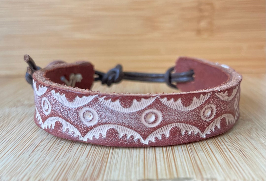 Leather Cuff Hand Tooled Cuff Leather Jewelry Western Cuff - Etsy