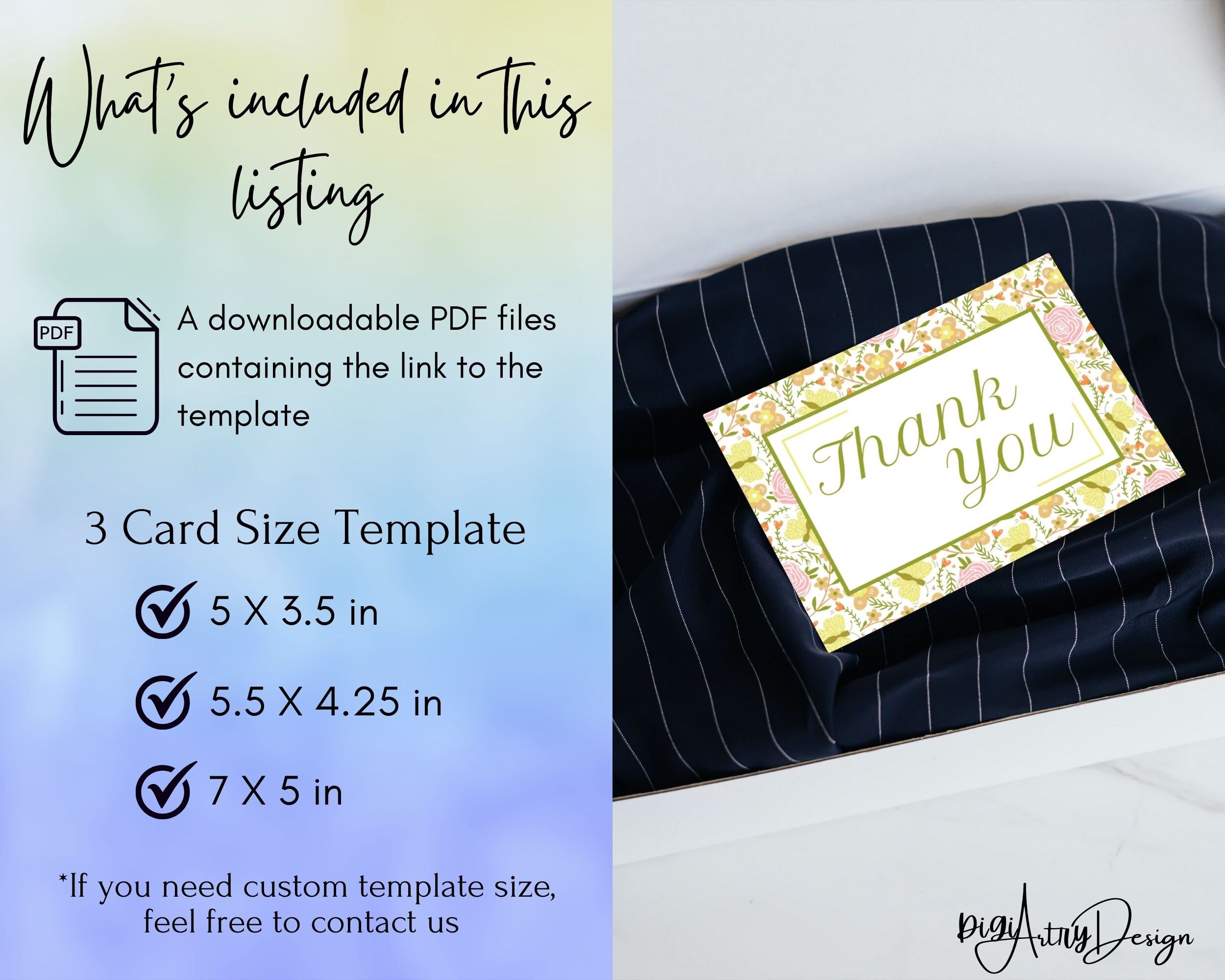 Editable Small Business Thank You Insert Card Contemporary - Etsy