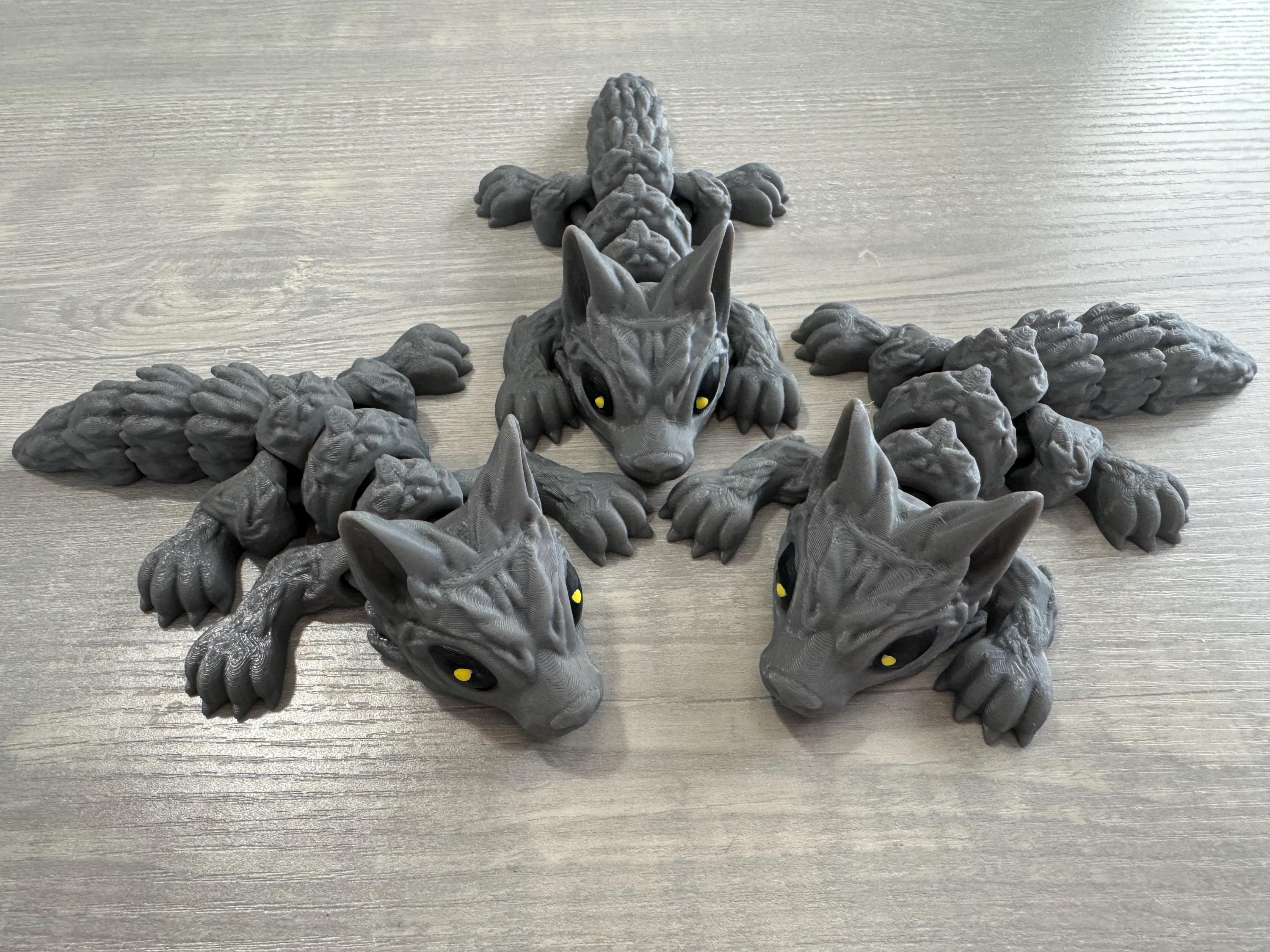 3D Printed Gray Articulating Wolf Pup - Etsy