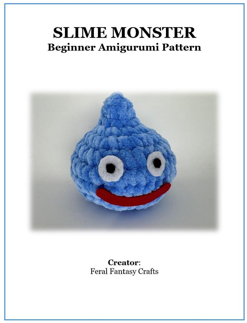 Slime Monster (dragon Quest) - Beginner Amigurumi Crochet Pattern - Etsy