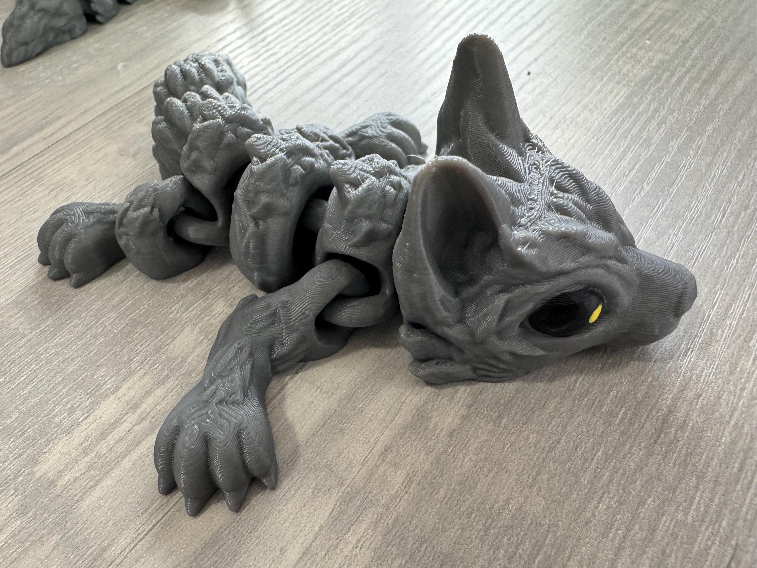 3D Printed Gray Articulating Wolf Pup - Etsy
