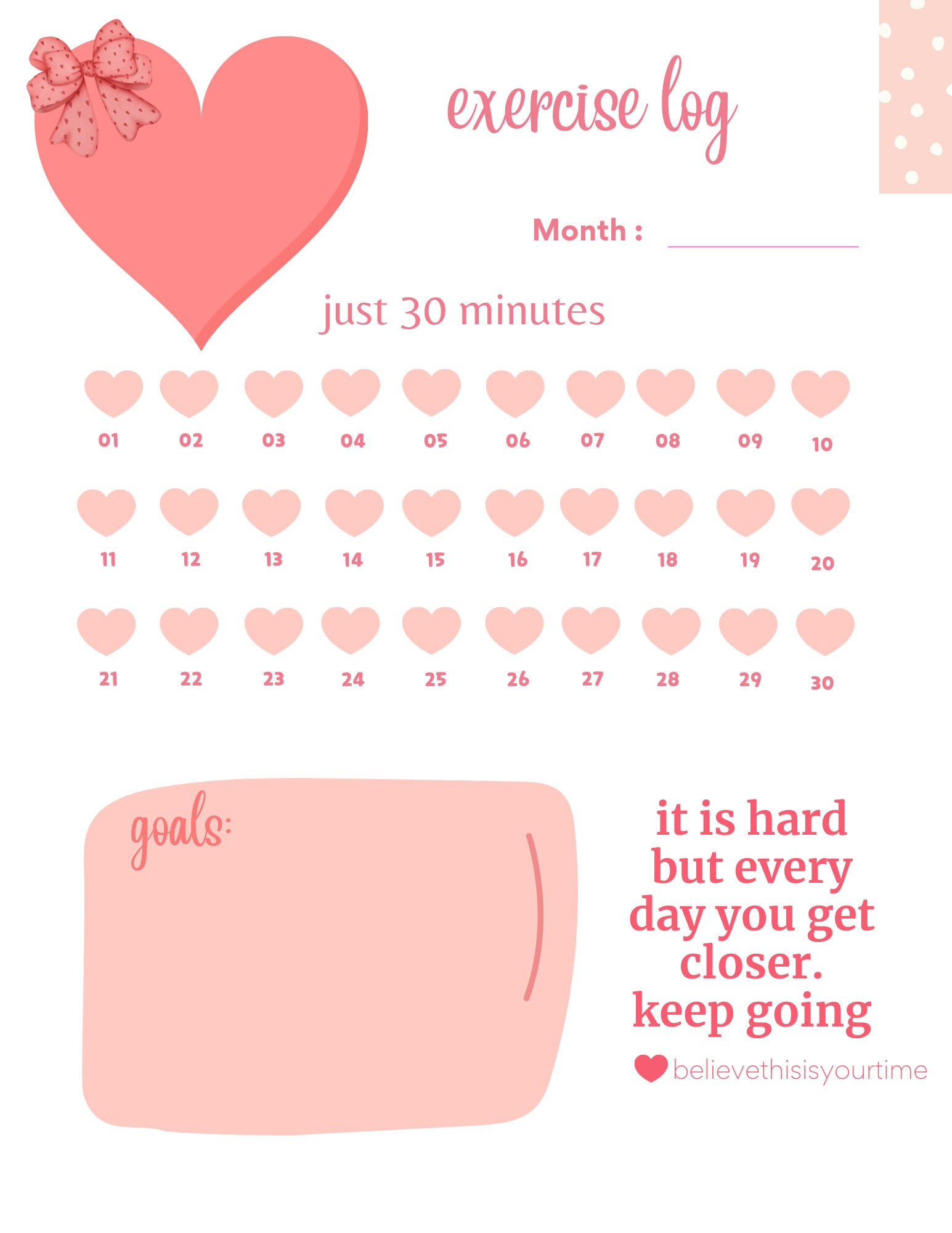 Exercise Logs 6/fillable PDF, Printable Pdf/self-improvement/self-care ...