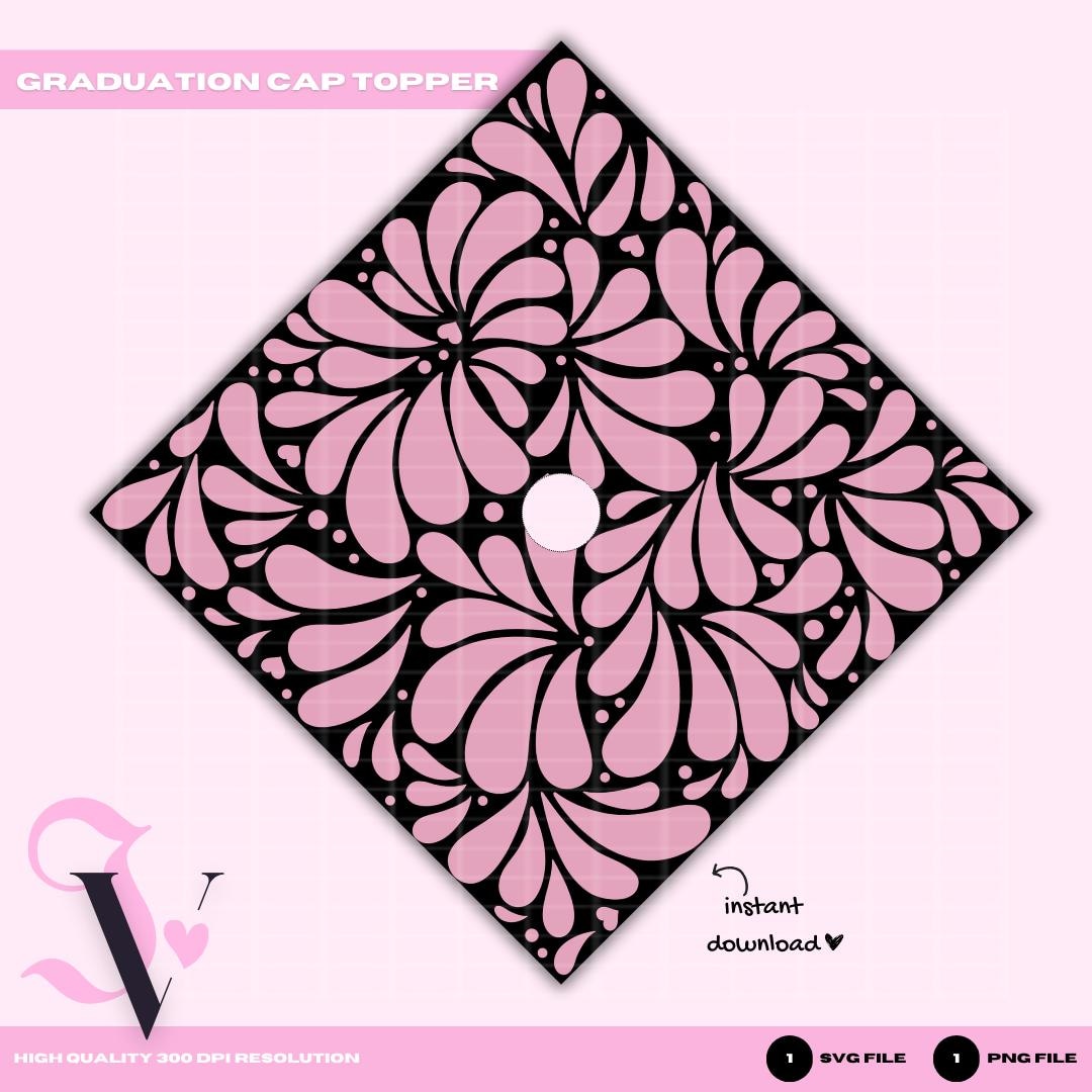 Pink Talavera Graduation Cap Topper SVG PNG Instant Digital Download - Etsy