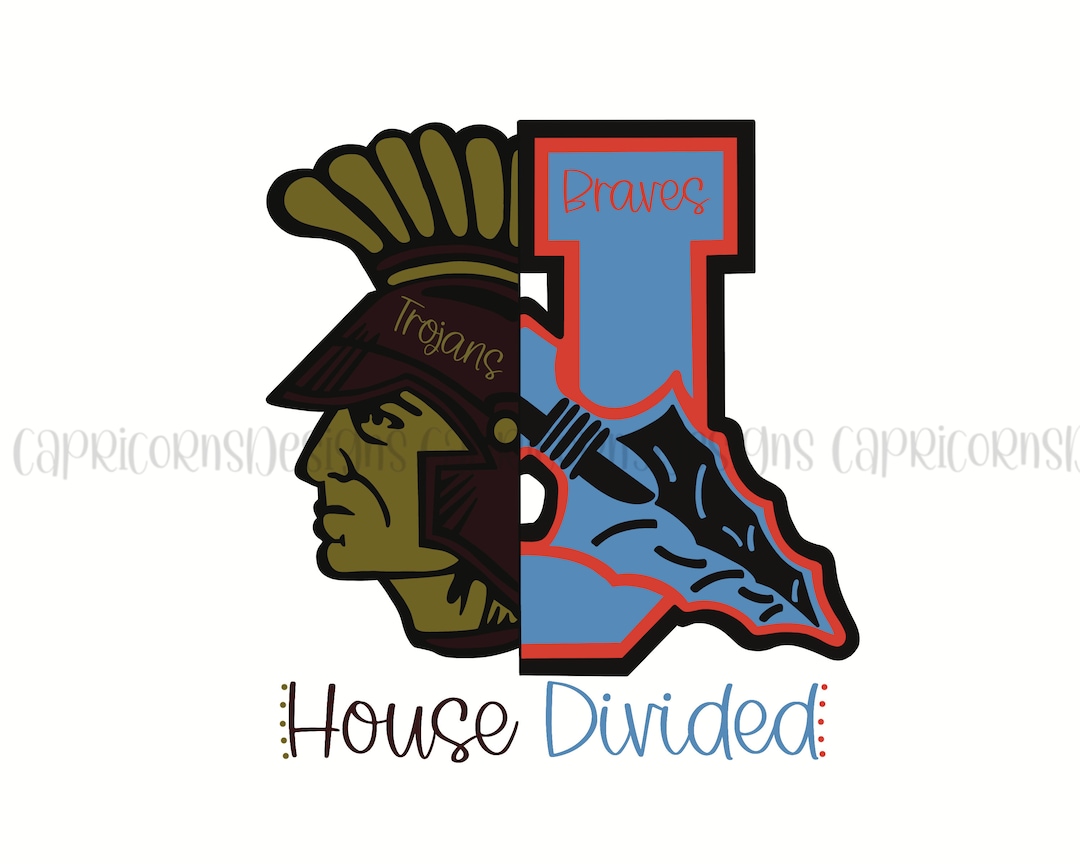 House Divided PNG Digital Design Download Trojans Braves - Etsy