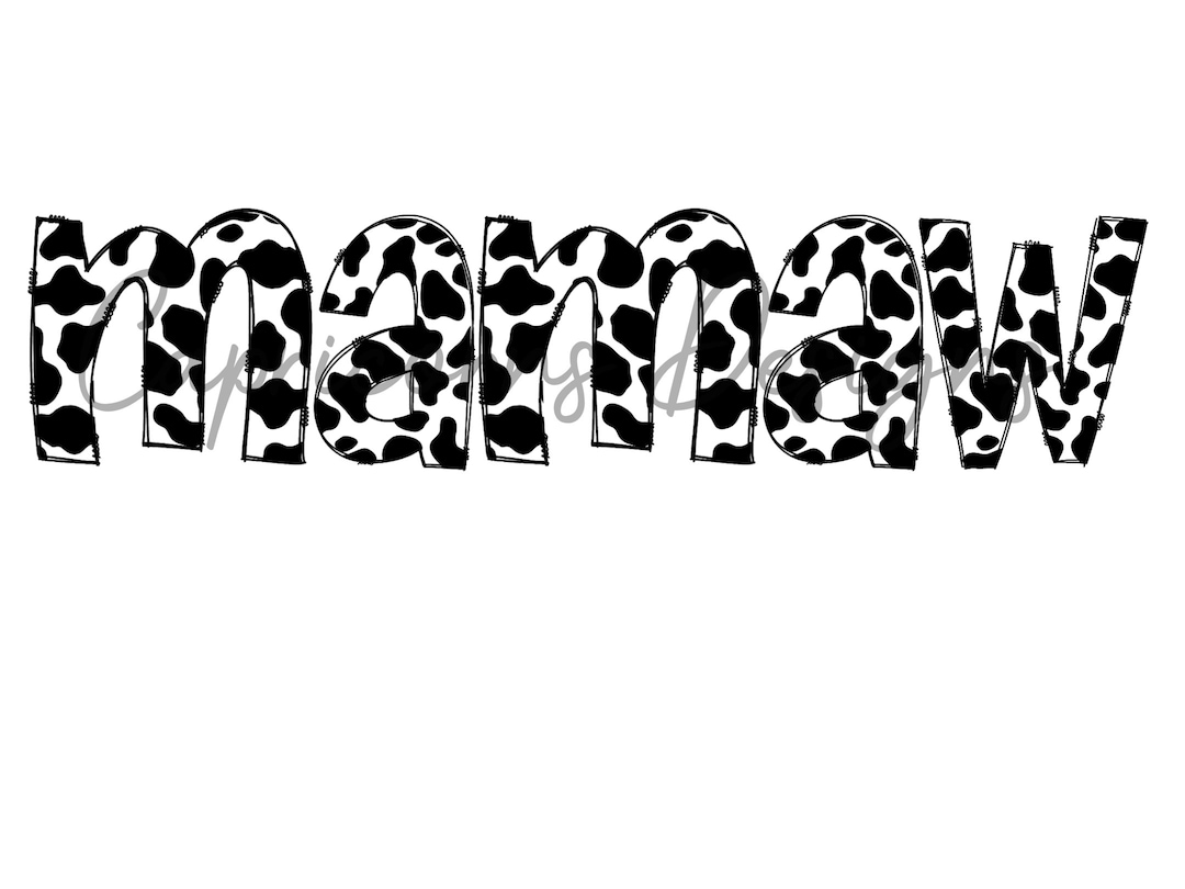 MAMAW Cow Print Doodle Letter PNG Digital Design Download - Etsy