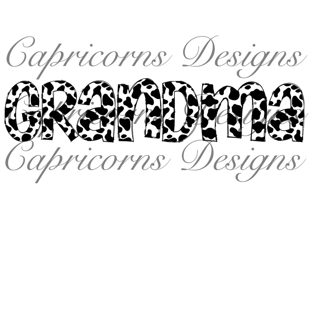 Cow Print Grandma Doodle Letters PNG Digital Design Download - Etsy