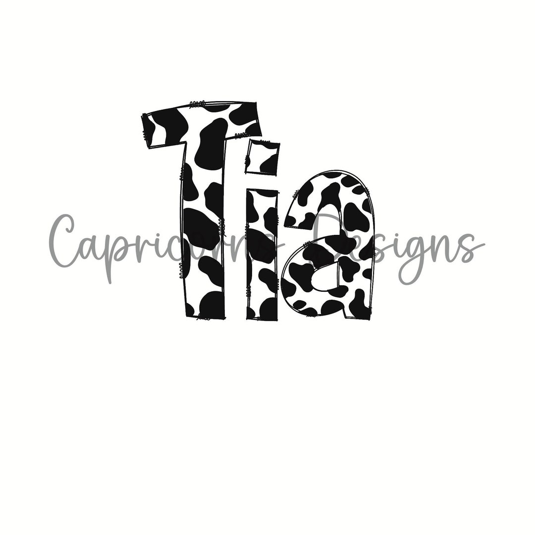 Cow Print Tia Doodle Letters PNG Digital Design Download - Etsy