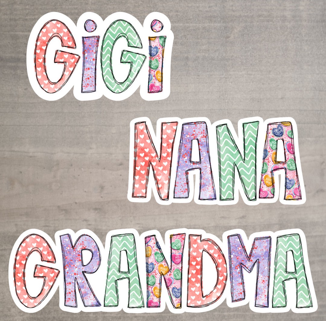 Doodle Grandmother Name STICKERS Customizable Personalized Nana Gigi ...