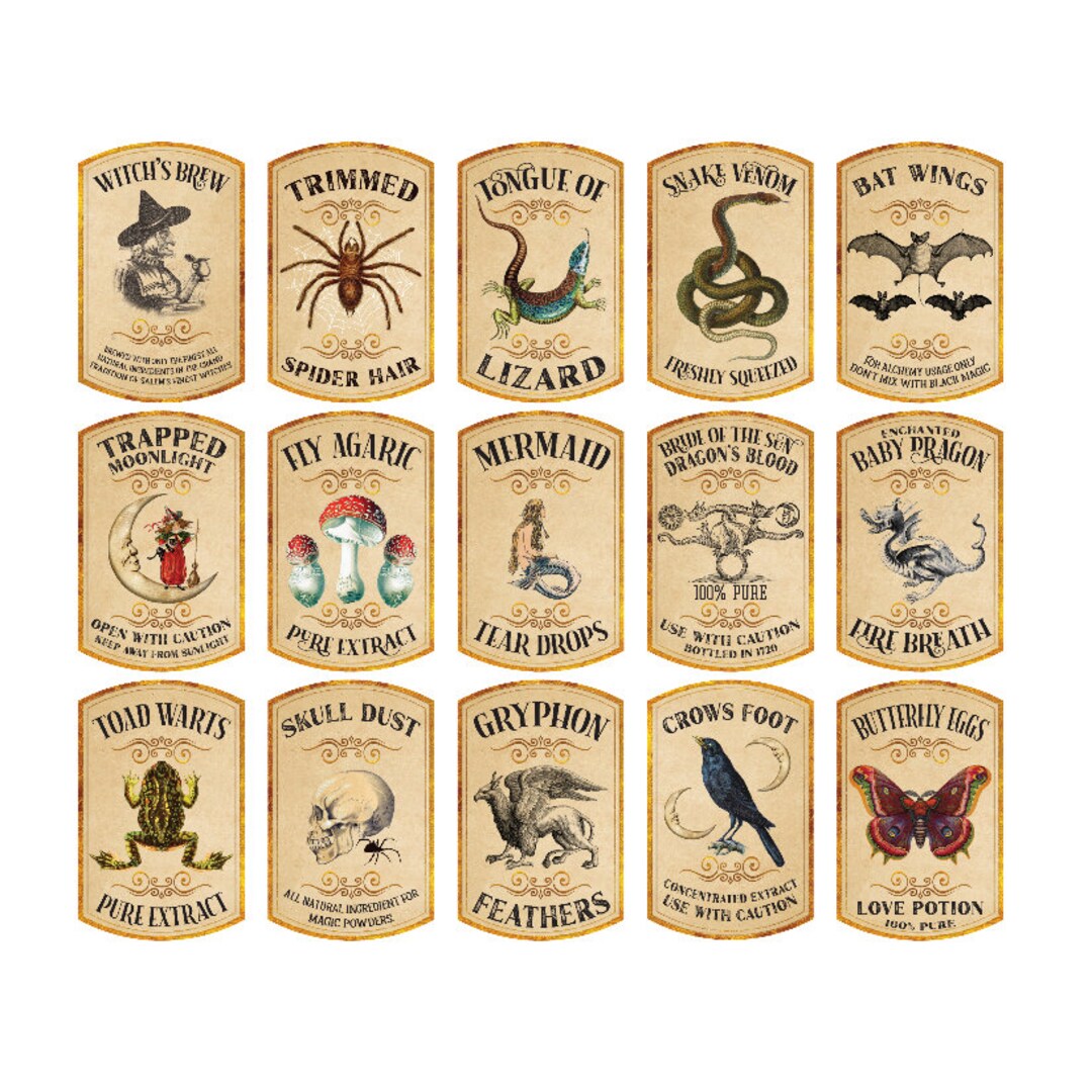 Halloween Witch Apothecary Label Stickers - Etsy