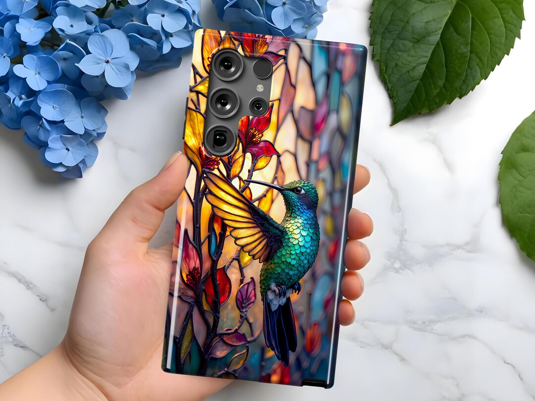 Hummingbird Stained Glass Mosaic Phone Case | Samsung Galaxy S25, S24 ...