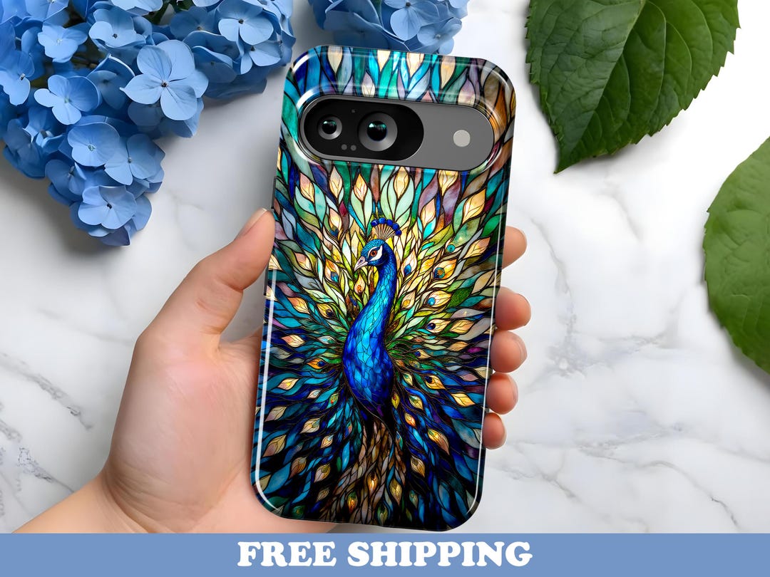 Peacock Stained Glass Phone Case | Google Pixel 10, 9, 8, 7, 6 | 6a, 7a ...