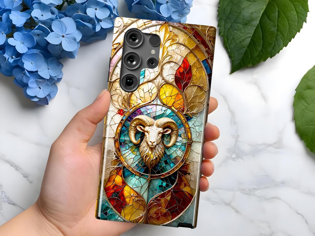 Aries Zodiac Sign Stained Glass Phone Case: Astrological Birthday Gift ...