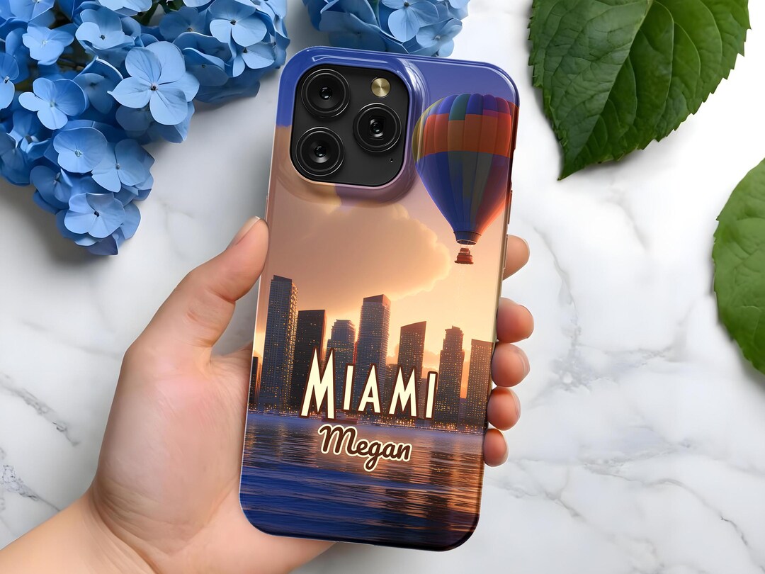 Personalized Miami Skyline iPhone Case: Custom Name - Etsy