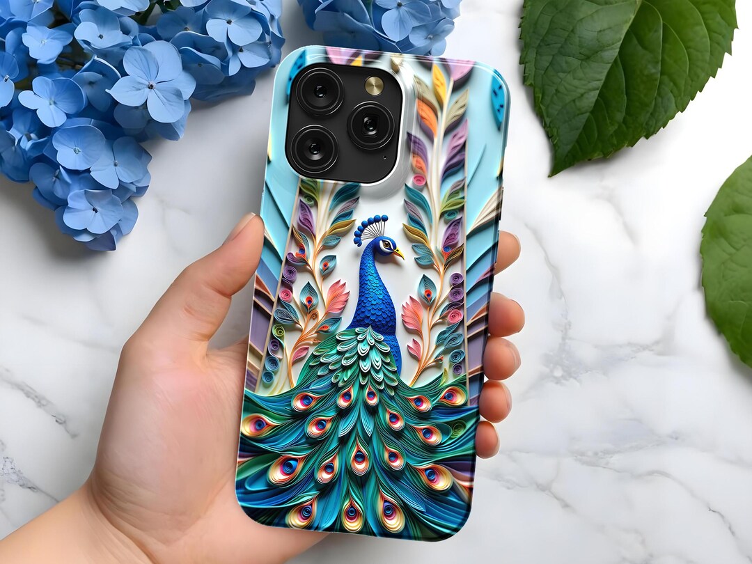 Elegant Peacock Phone Case | Magsafe | iPhone 16, 15, 14, 13, 12, 11 ...