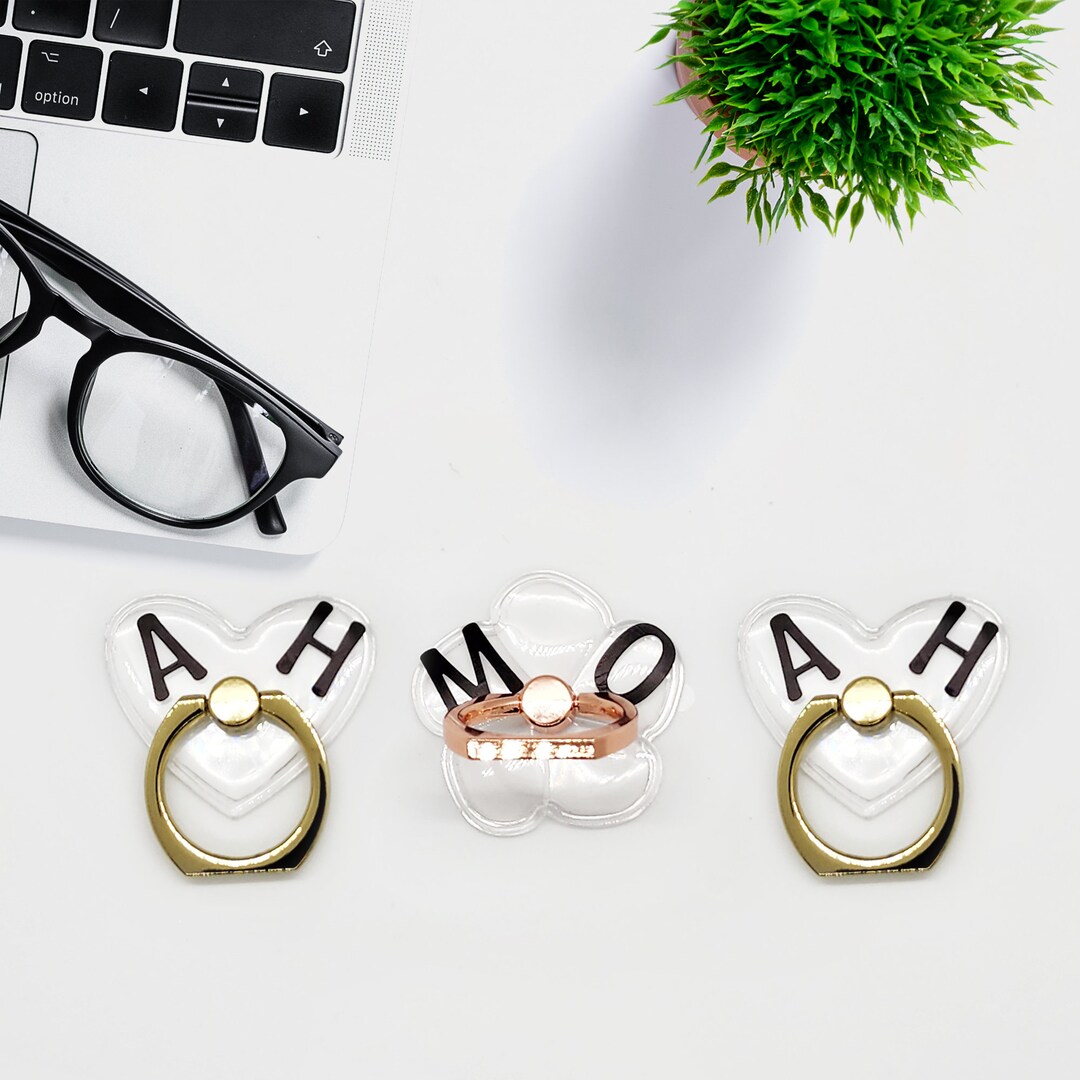 Personalized Clear Phone Ring Grip: Swivel Stand, Case Charm With ...
