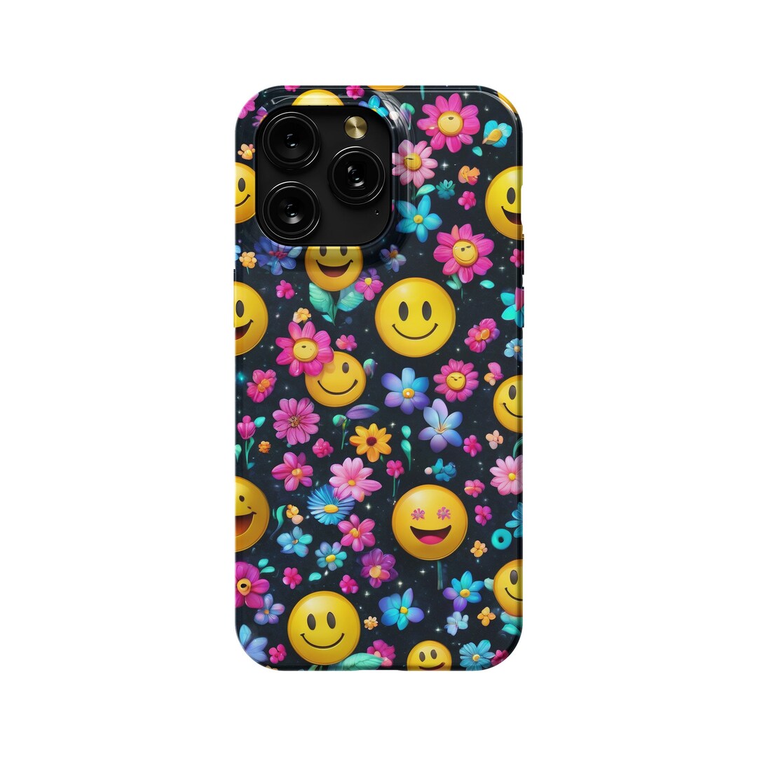 Happy Face Floral Phone Case: iPhone & Samsung Galaxy - Etsy