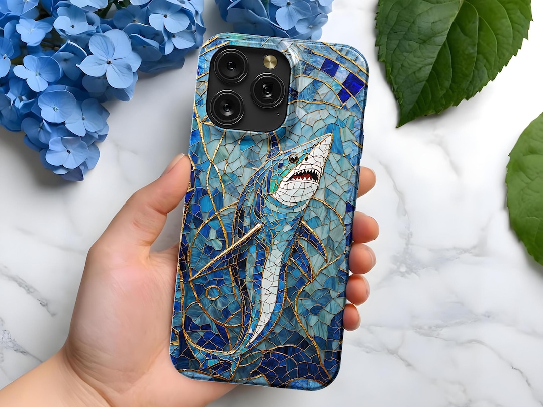 Shark Stained Glass Mosaic Phone Case | Magsafe | iPhone 16, 15, 14, 13 ...