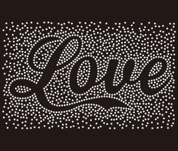 LOVE Cursive Spray Rhinestone Transfer - Etsy
