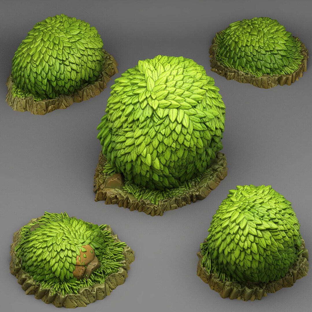 Green Round Bush Mini Bushes Set Hand Painted Terrain - Etsy
