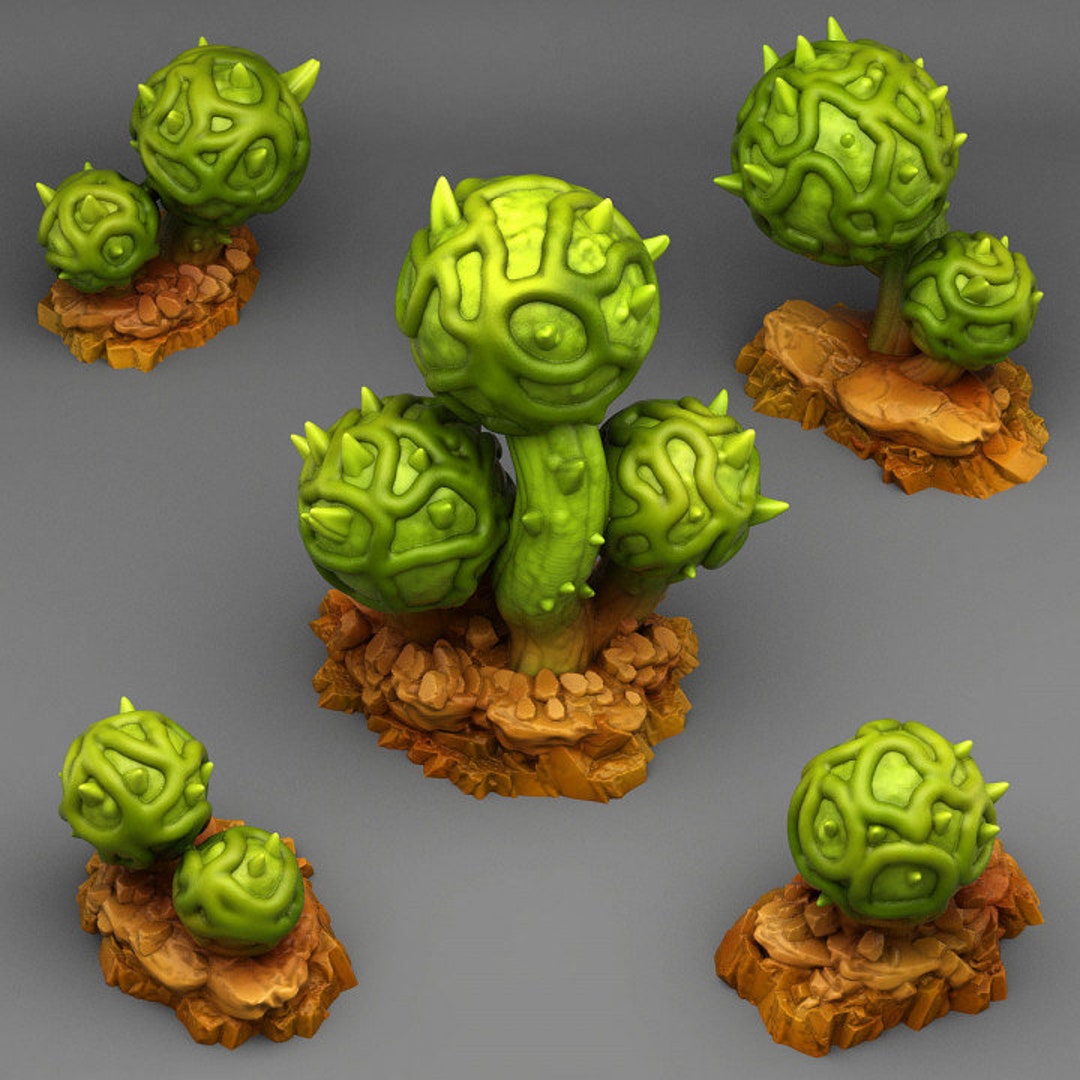 Alien Cactus Miniature Scatter Terrain 28mm Fantasy Wargame Set ...