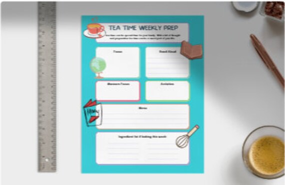 Tea Time Weekly Prep Printable - Etsy