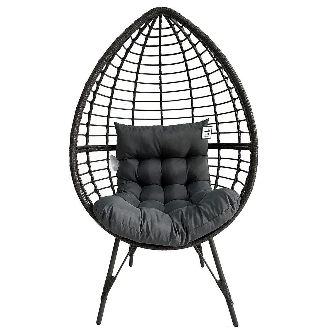 Rattan Standing Egg Chair Patio Weave Cocoon Seat With - Etsy UK