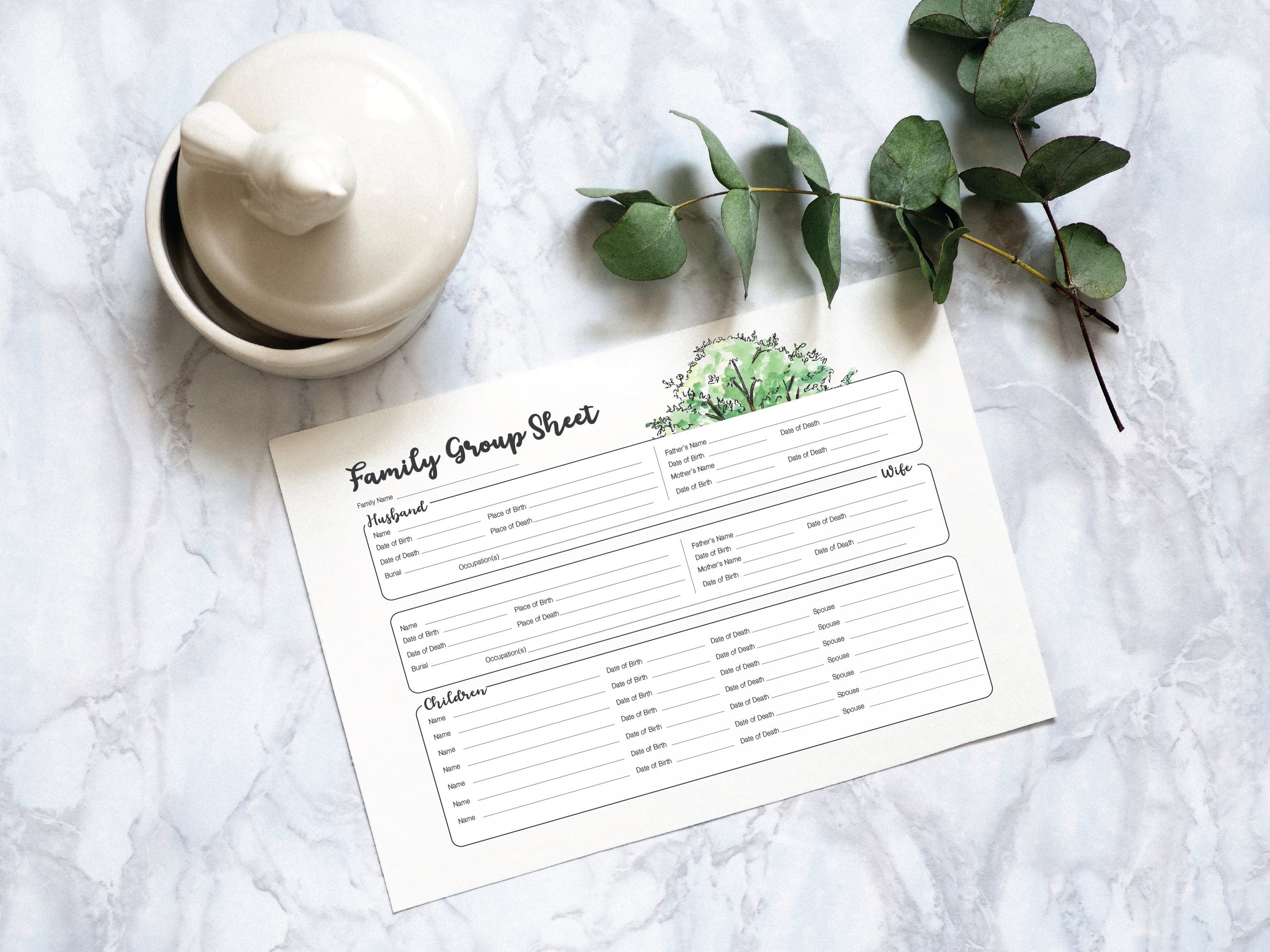 Family Group Genealogy Worksheet | US Letter Size | Fillable PDF ...