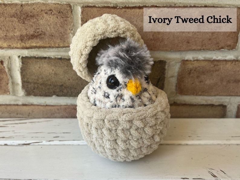 Hatching Chick Plush, Stuffed Toy Chick, Crochet Chick Egg Plushie ...