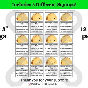 PRINTABLE Emotional Support Taco Tags, Let's Taco 'bout It, Digital PDF ...